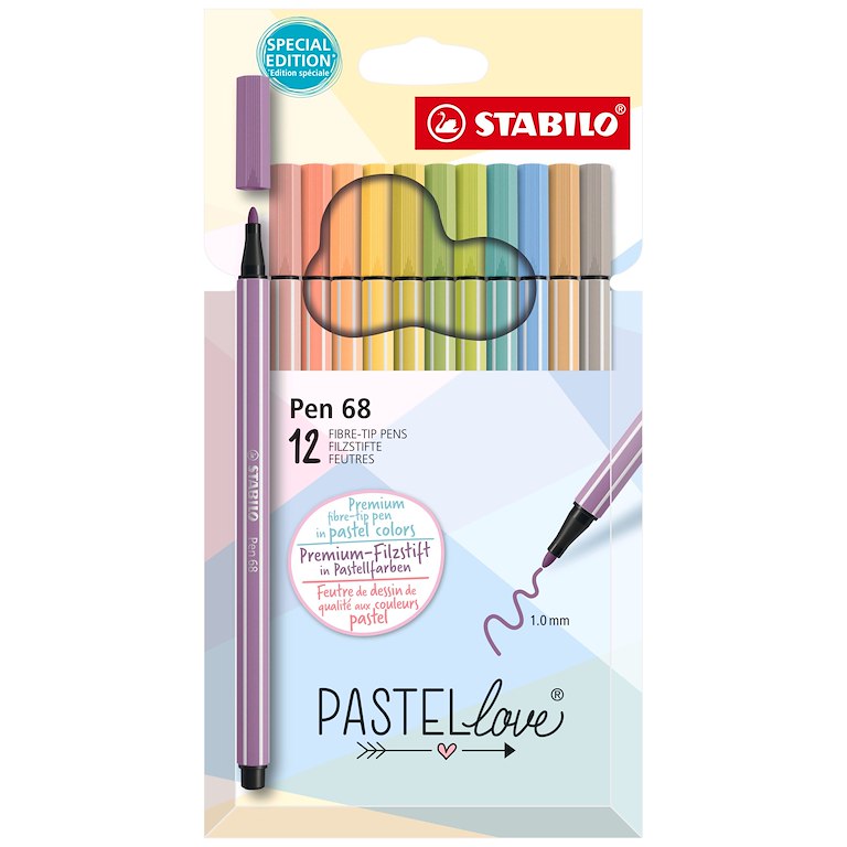 Flomaster STABILO Pen 68 set 1/12 PASTELlove