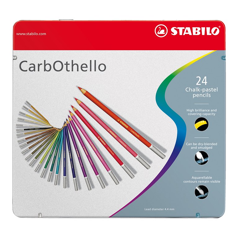 Pastelna drvena bojica STABILO CarbOthello metalni set 1/24