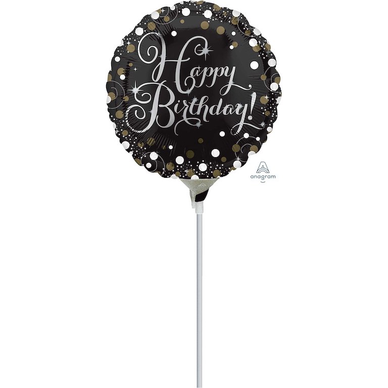 Folija balon 23cm Happy Birthday Sparkling Gold