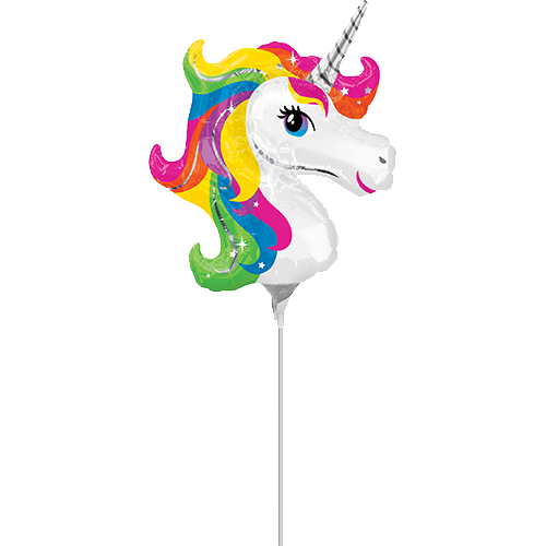 Folija balon na štapiću 3D Rainbow Unicorn