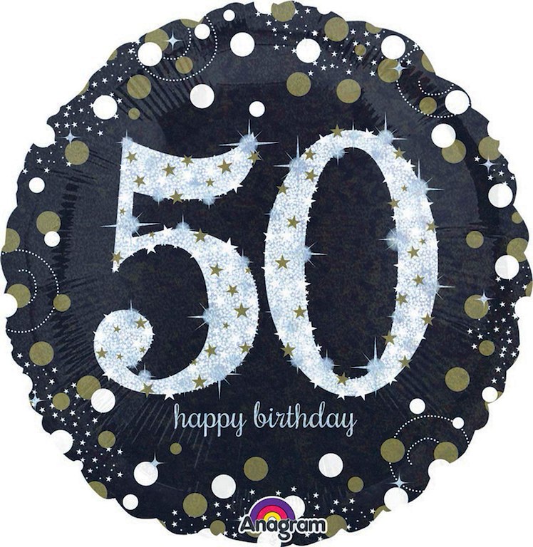 Helijumski balon 43cm Sparkling Birthday 50