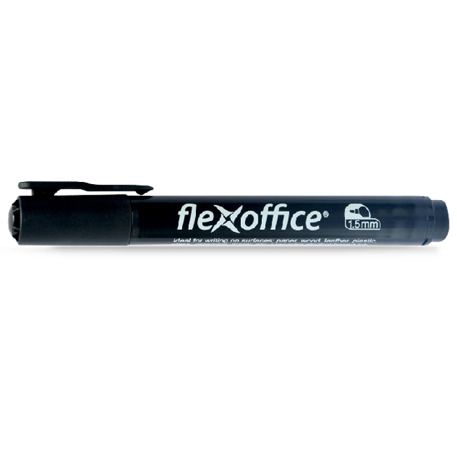 Permanentni marker 1.5mm sa klipsom FlexOffice okrugli crna