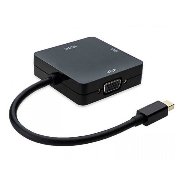 E-GREEN Adapter Mini DisplayPort na HDMI + DVI-I Dual Link + VGA D-Sub, crna