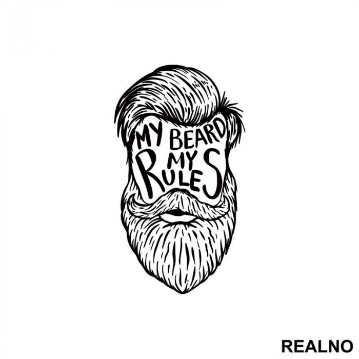 MY BEARD MY RULES FACE - BRADA - NALEPNICA