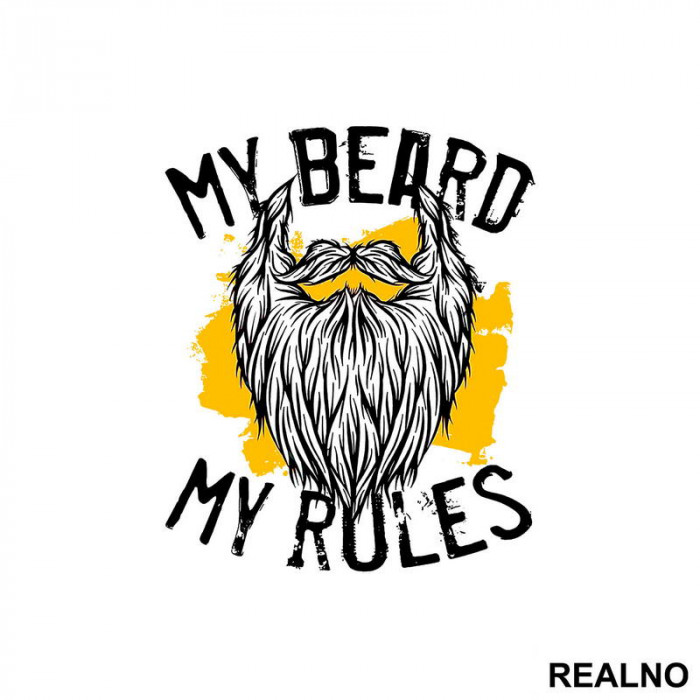 MY BEARD MY RULES YELLOW SPLASH - BRADA - NALEPNICA