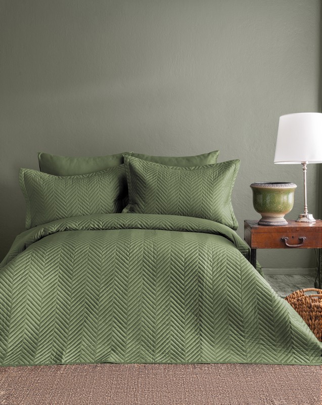 Prekrivač SET ISSIMO DOUBLE - Simply Satin - FOREST GREEN