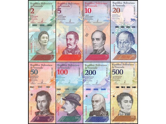 VENEZUELA Venecuela set 8 novčanica 2018 UNC