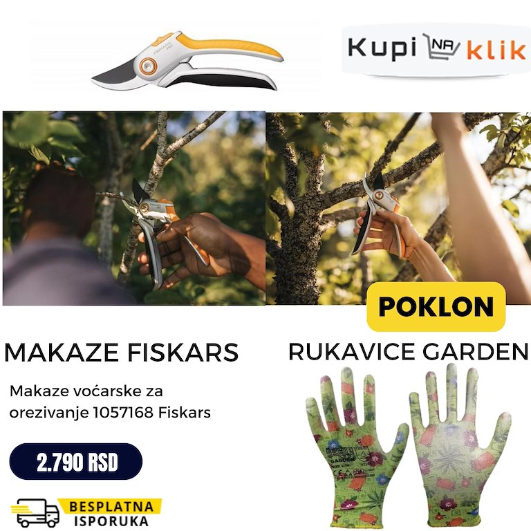 Makaze za orezivanje Fiskars+Rukavice poklon
Makaze za orezivanje Fiskars+Rukavice poklon