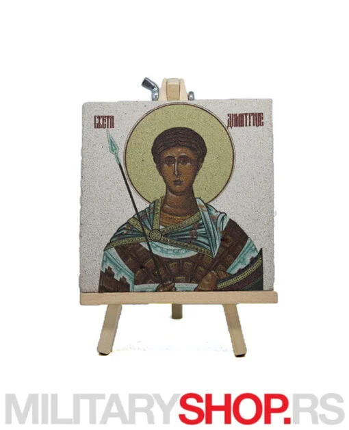 Ikona Svetog Dimitrija na kamenu +štafelaj