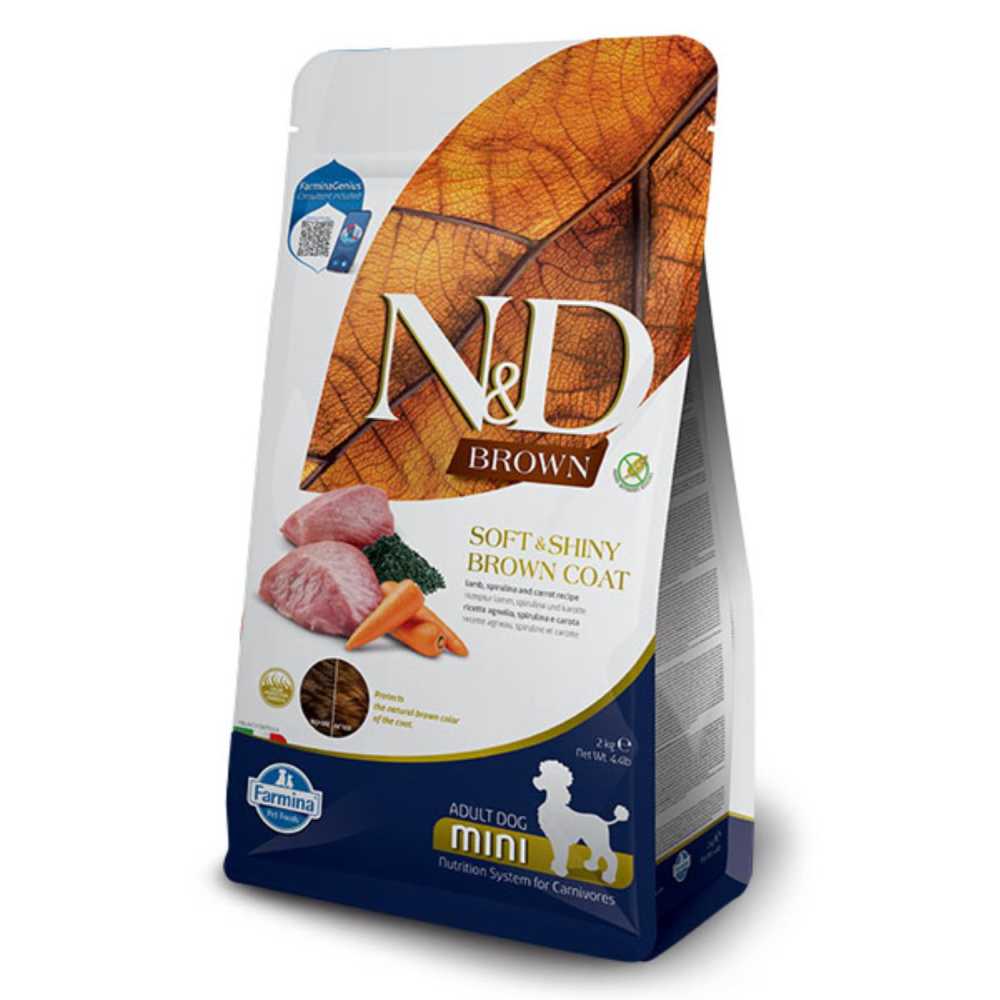 N&D Brown hrana za pse Adult Mini - Lamb, Spirulina & Carrot 2kg