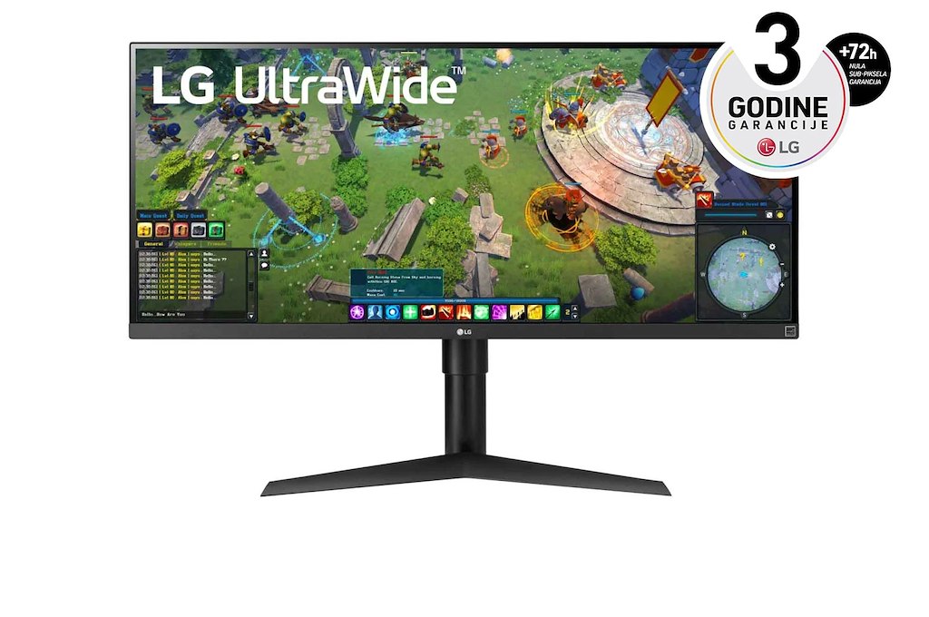 34" UltraWide IPS FHD 2560x1080@75Hz, 21:9, 1000:1, 1ms, 400 cd/m², 178°/178°, 1 HDMI, 1 DisplayPort