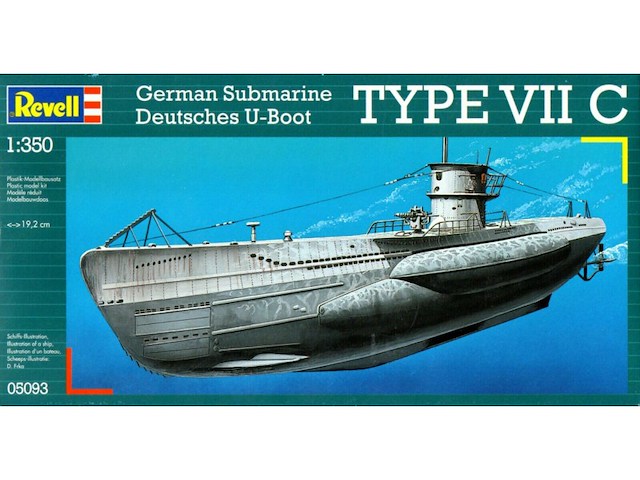 1:350 U-Boot nemačka podmornica 19cm submarine Type VII
