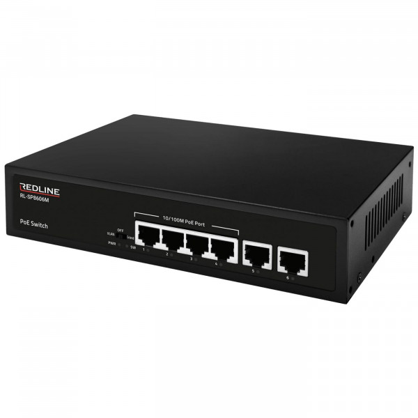 REDLINE PoE mrežni switch, 6 port RJ-45 , 4 Poe / 65W - RL-SP8606M