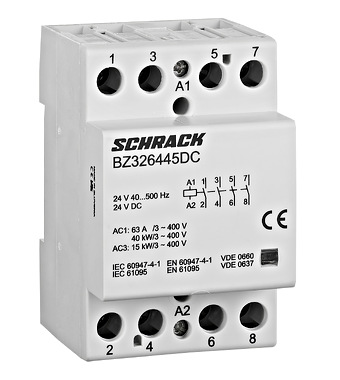 Instalacioni kontaktor AC1: 63A, 4NO, 24VAC/DC, 3 modula
Širine 3 modula