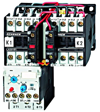 Kontakt.kombinacija za promenu smera 7,5kW/AC3/18A, 230VAC
K3NWU18, Nazivna struja 18A, Napon špulne AC 230V