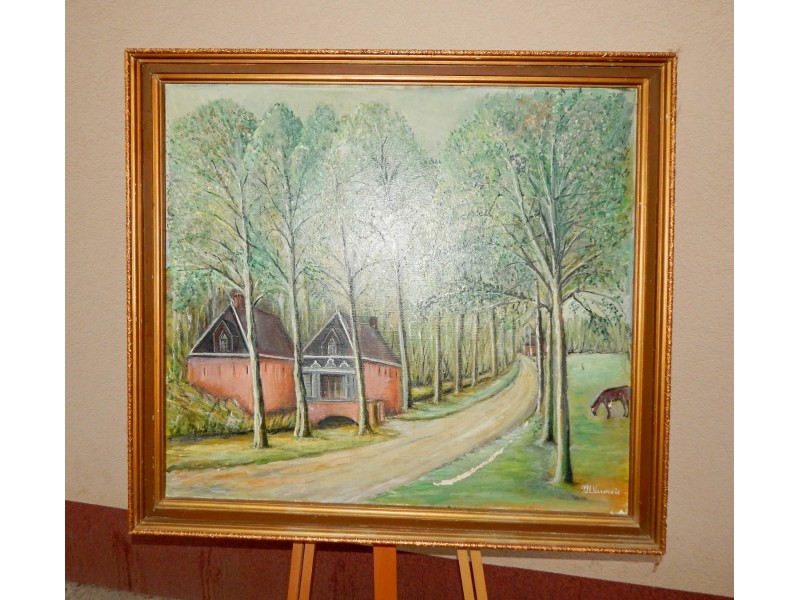 Prelepo, ogromno, staro ulje na platnu, 111 x 101 cm