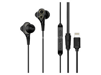 UIISII I8 Lightning with plug dual dynamic drive mounted Hi-res Audio minQs)sq microphone earphon...
