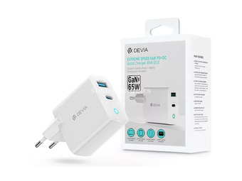 DEVIA GaN network charger adapter USB + Type-C input - 65W white