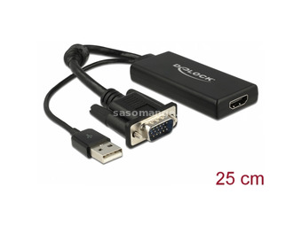 DELOCK VGA/D-Sub + USB HDMI Converter Black 25cm 62668