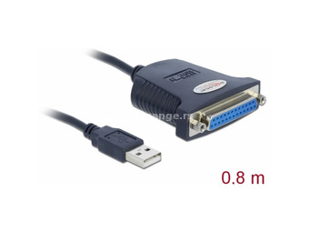 DELOCK USB Parallel Converter Black 80cm 61330