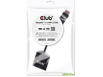 CLUB3D DisplayPort 1.2/1.2a HDMI 2.0 Converter Black 10cm CAC-2070