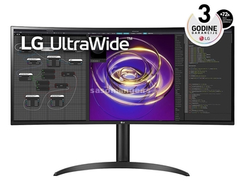 Monitor LG 34WP85CP-B 34"/IPS21:9zakrivljen/3440x1440/60Hz/5ms GtG/HDMIx2DPUSB/visina/VESA/crna