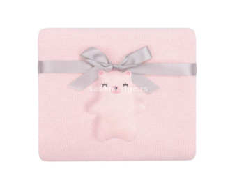 Pleteno baby ćebence Bear pink