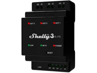 SHELLY PRO 3 DIN-se mountable three mkł WiFi + Ethernet okosrel+apcsolJmenettel