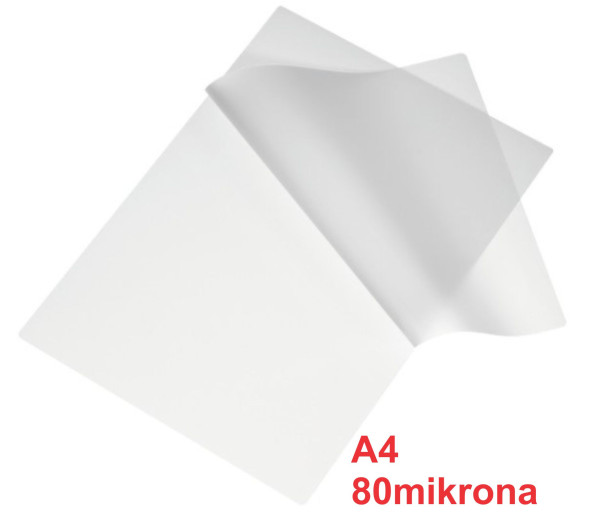 Folija za plastifikaciju A4 100listova 80mikron (papir za laminaciju)