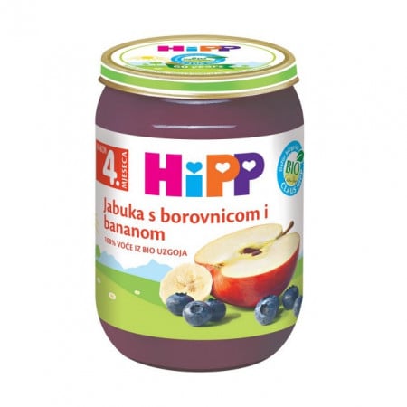 HIPP KAŠICA JABUKA SA BOROVNICOM I BANANOM 190G