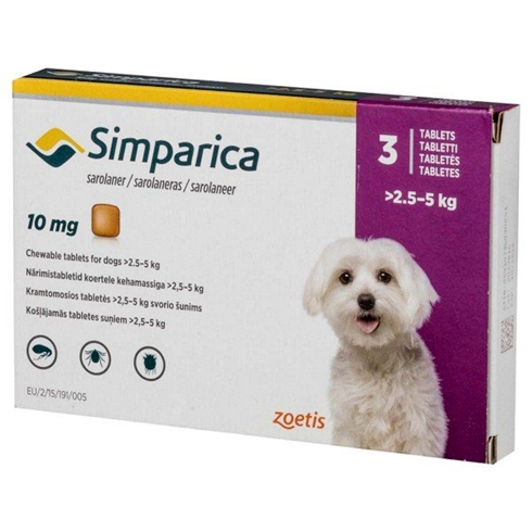 SIMPARICA tableta za žvakanje za pse 2.5-5kg (Sarolaner) 10mg 1 tableta