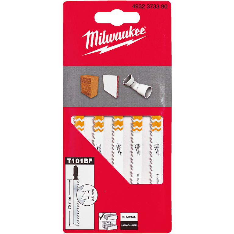 Milwaukee List ubodne testere za drvo bez ivera, Bi-metal, 75 mm, 5 kom, 4932373390