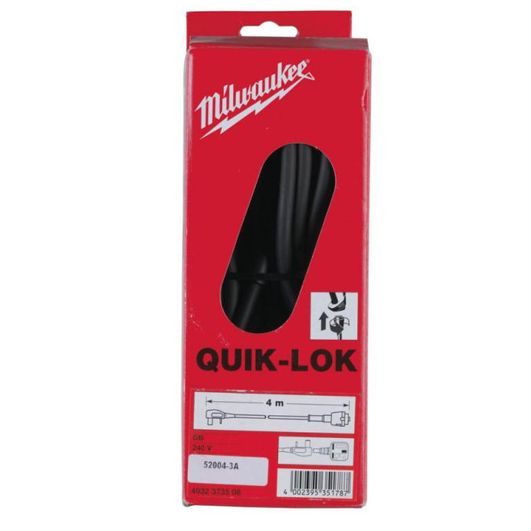 Milwaukee Priključni kabl QUIK-LOK, 4 m GB, 240 V, 4932373508