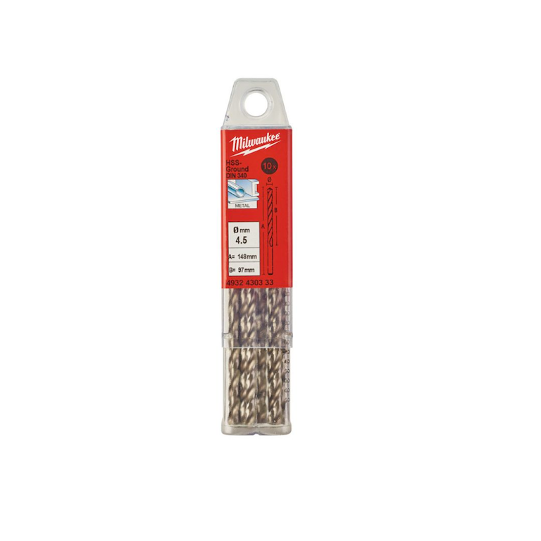 Milwaukee Set burgija za metal, HSS-G, duga, 4,5 x 82/126 mm, 4932430333