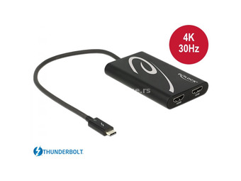 DELOCK Adapter Thunderbolt 3 plug - 2 x HDMI csatlakozc6ellyel 4K 30 Hz