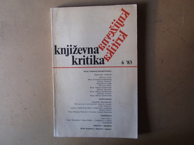 KNJIŽEVNA KRITIKA broj 6 / novembar - decembar 1983