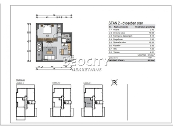 Zemun, Cara Dušana, Pregrevica, 2.0, 51m2