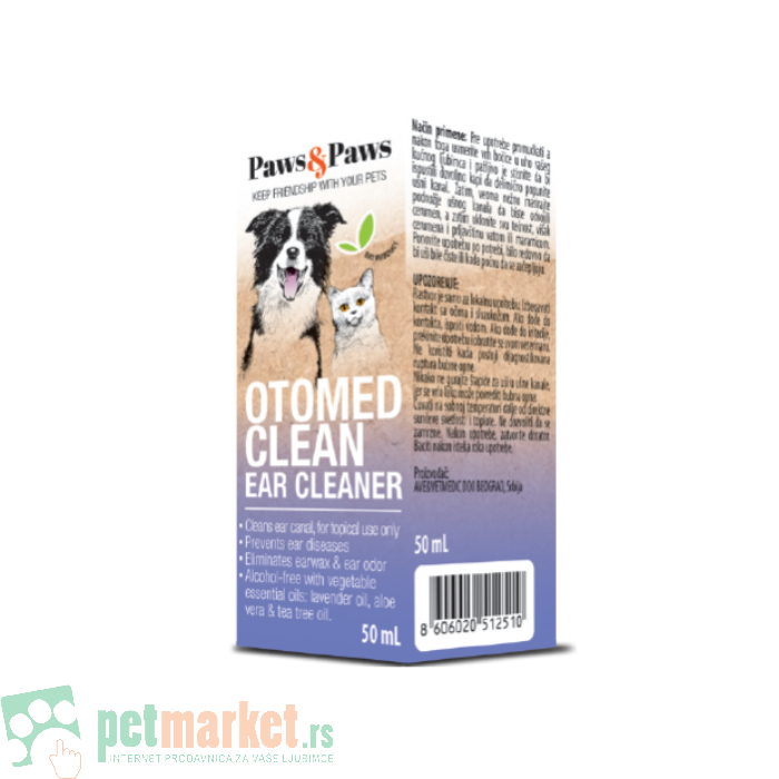 Paws and Paws: Rastvor za ispiranje ušiju pasa i mačaka Otomed Clean, 50 ml