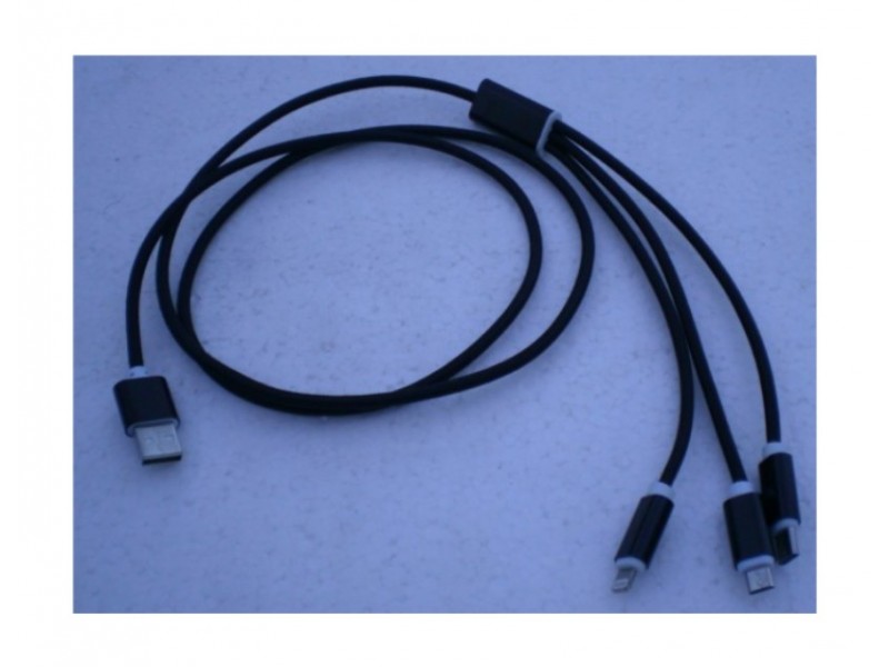 Data kabl USB 3 u 1 BLACK (iPhone, Samsung)