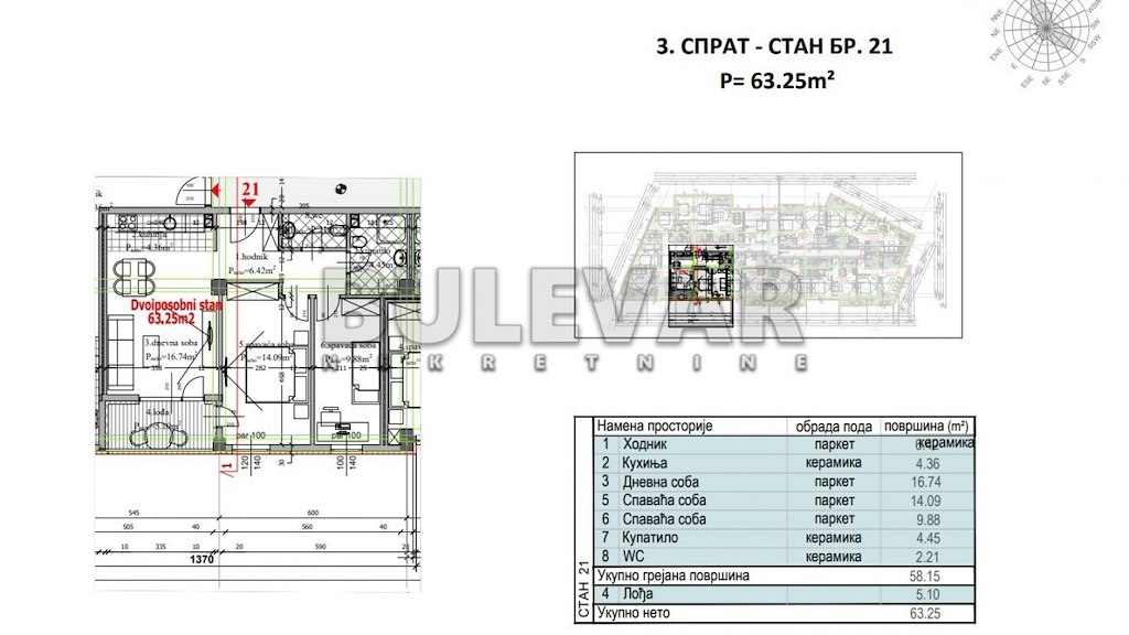 Novogradnja, direktna prodaja, 2. 5, 63m2