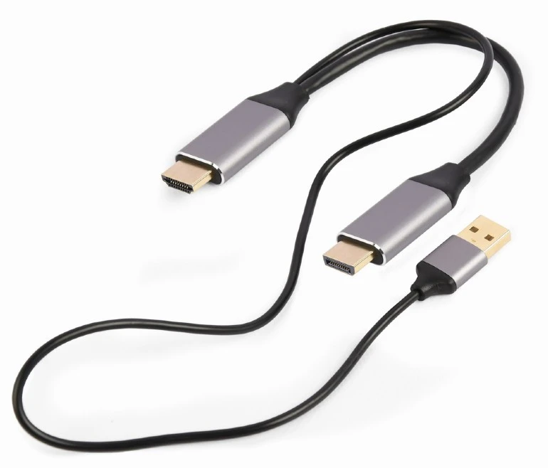 Gembird (A-HDMIM-DPM-01) kabl HDMI (muški) na DisplayPort (muški) + USB napajanje 2m crni