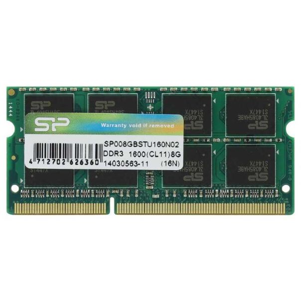SILICON POWER 8GB, DDR3, SODIMM, 1600Hz (SP008GBSTU160N02)