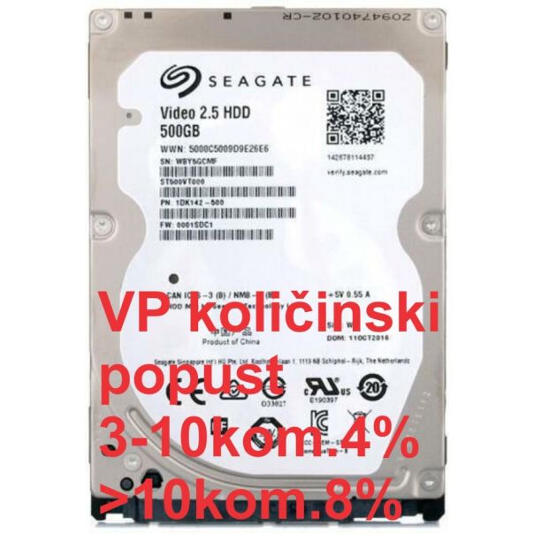 SEAGATE HDD 2.5 500GB ST500VT000 7mm 16MB 5400RPM