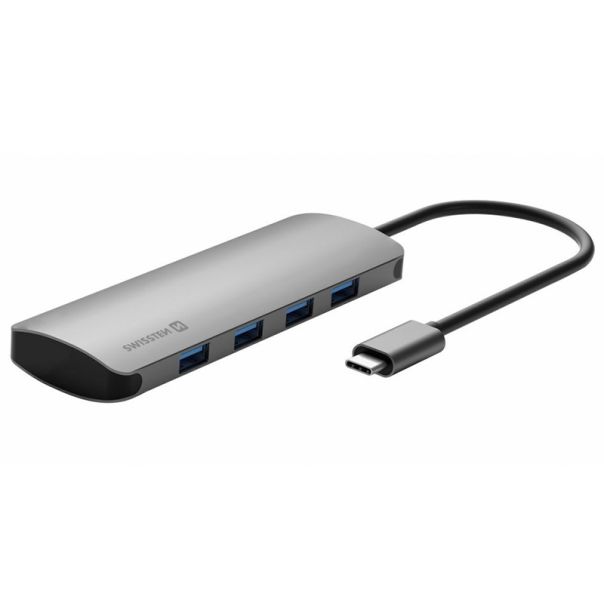 SWISSTEN HUB 4in1 USB C - 4X USB, aluminium