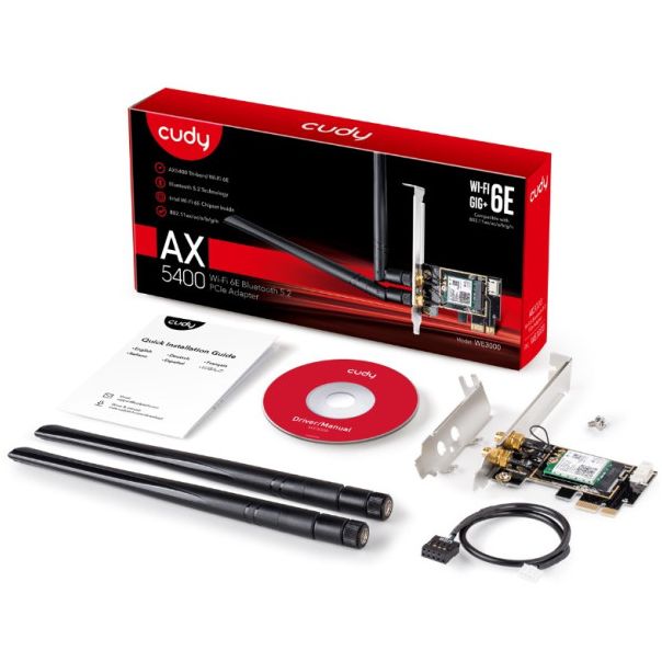 CUDY WE3000 AX5400 Wi-Fi 6E + BT5.2 PCI Express Adapter