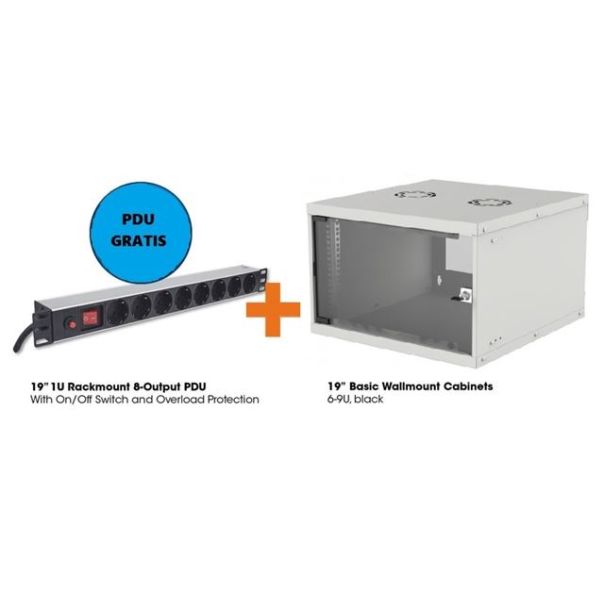 Intellinet 19'' Zidni orman 9U/400mm + PDU 8-Output, crni