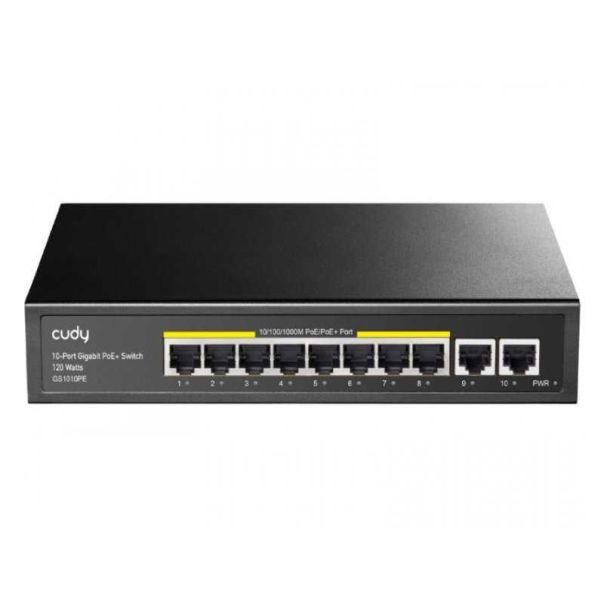 CUDY PoE+ Switch GS1010PE 8-Port Gbit, sa 2 Gbit Uplink Ports 120W, metalno kućište