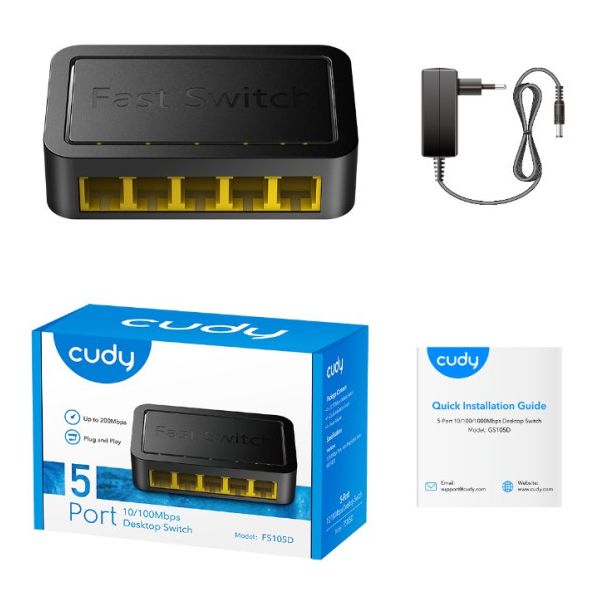 CUDY FS105D LAN 5-Port 10/100 Switch auto-negotiation RJ45 ports