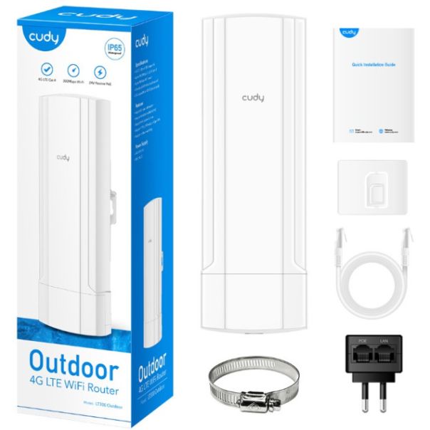 CUDY LT300 Outdoor 4G LTE CPE N300 WiFi Router,6KV, DC or PoE