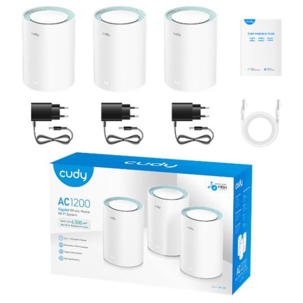 CUDY M1300 3-pack AC1200 Dual Band 2.4Ghz+5Ghz WiFi MESH